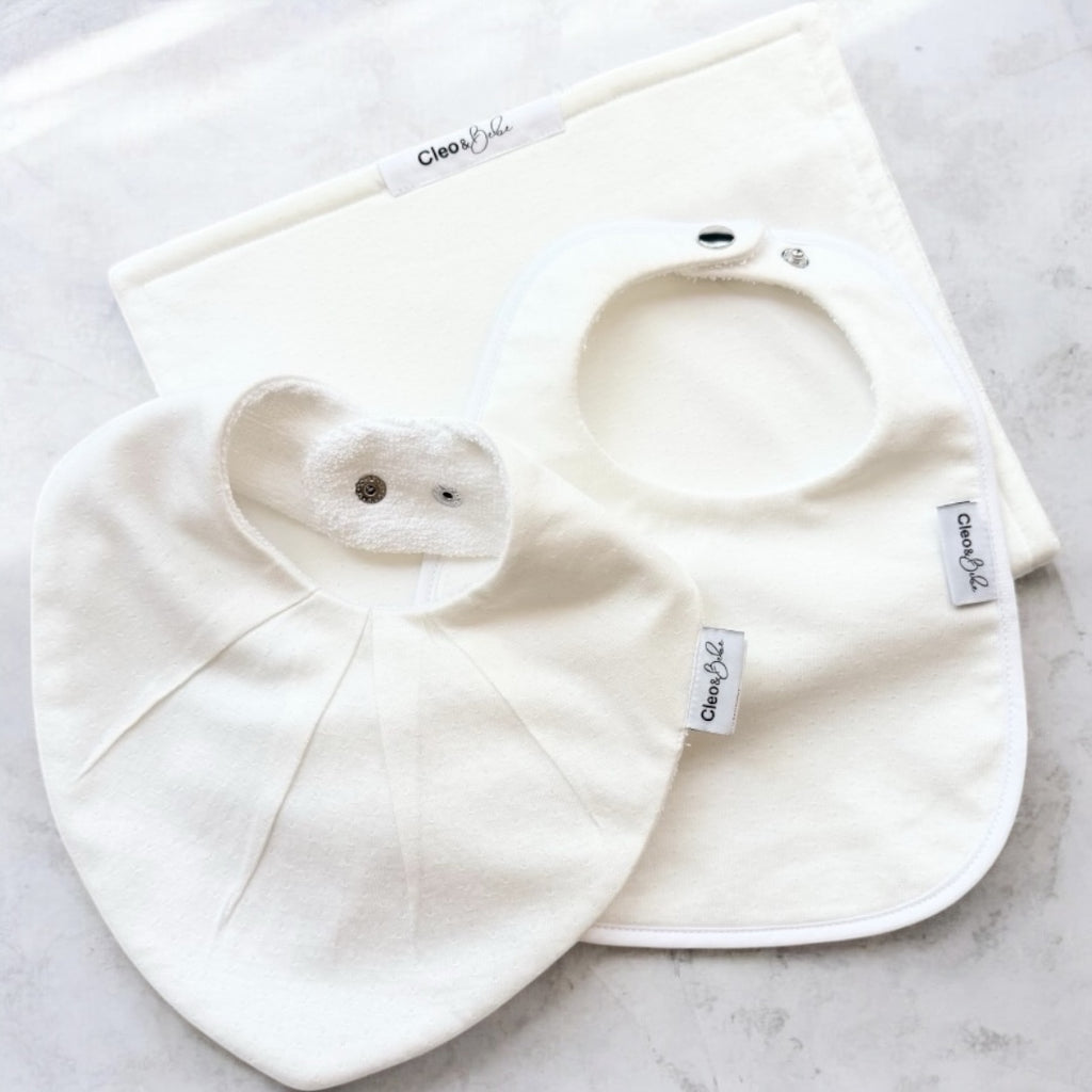 Waterproof Bib Pack & Burp Cloth -Pointelle Dry Days Set – CLEO & BEBE
